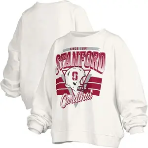 PRESSBOX Stanford Cardinal Retro Waist-length Pullover Sweatshirt - White