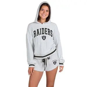 CONCEPTS SPORT Las Vegas Raiders Whitley Long Sleeve Hoodie Top & Shorts Set - Gray
