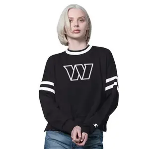 STARTER Washington Commanders Rally Drop Shoulder Cropped Sweatshirt - Black