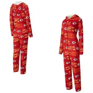 CONCEPTS SPORT Kansas City Chiefs Roadway Allover Print Microfleece Full-zip Union Suit - Red