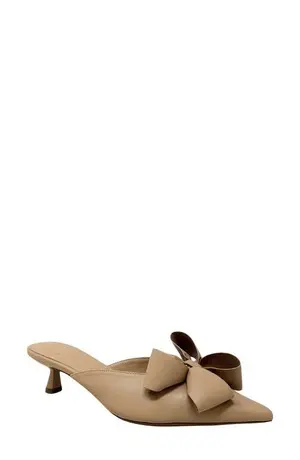 SHU SHOP Nell Pointed Toe Kitten Heel Mule - Beige