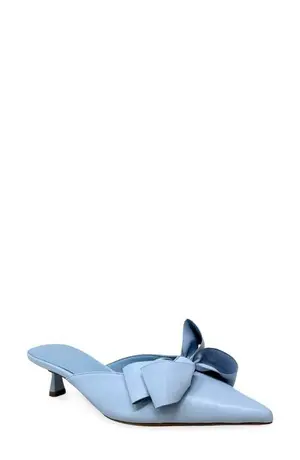 SHU SHOP Nell Pointed Toe Kitten Heel Mule - Light Blue
