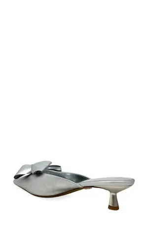 SHU SHOP Nell Pointed Toe Kitten Heel Mule - Silver