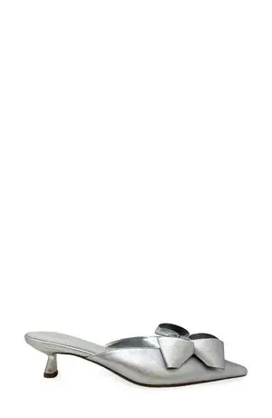 SHU SHOP Nell Pointed Toe Kitten Heel Mule - Silver
