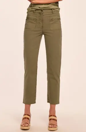 Ramy Brook Emmy Stretch Cotton Twill Ankle Pants - Safari Green