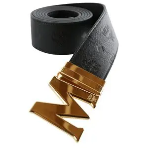 Mcm Claus Leather Belt With 24k Buckle