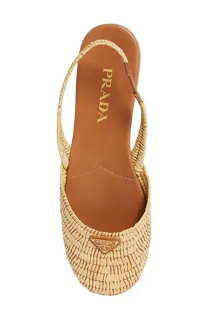 Prada Raffia Slingback Flat