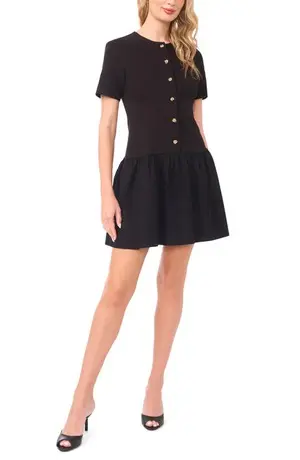 Ted Baker London Valentina Mixed Media Minidress - Rich Black