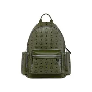 Mcm Stark Visetos Medium Backpack 'khaki/moss
