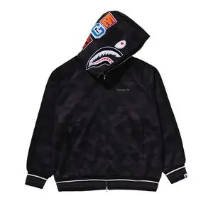 A BATHING APE Color Camo Shark Relaxed Fit Hoodie Track Jacket - Black