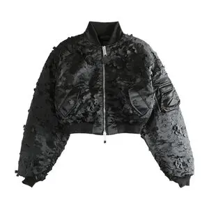 Cecilie Bahnsen X Alpha Industries Laser Cut Bomber Jacket - Black