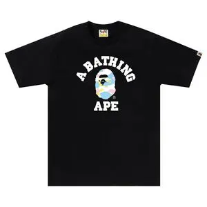 A BATHING APE New Multi Camo College Tee - Black