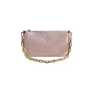 Mcm Aren Maxi Leather Pouch 'lotus - Pink