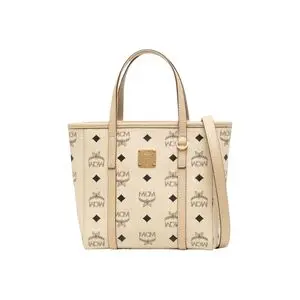 Mcm Toni Vi Mini Shopper 'beige - Black