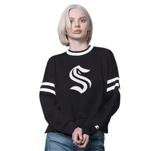 STARTER Seattle Kraken Rally Fleece Cropped Sweatshirt - Black
