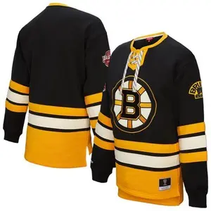 Mitchell & Ness Boston Bruins Heritage Lace-up Pullover Sweatshirt - Black