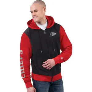 STARTER Red Kansas City Chiefs Thursday Night Gridiron Full-zip Hoodie - Black