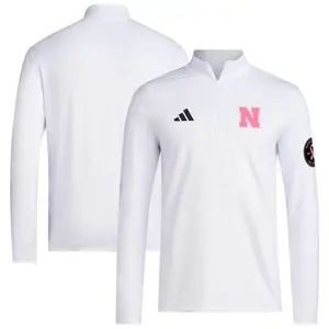 Adidas Nebraska Huskers Wear Pink Quarter-zip Pullover - White
