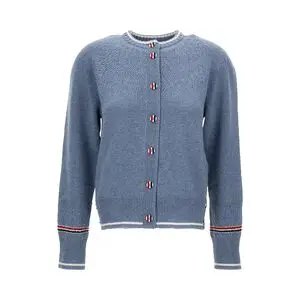 Thom Browne Pointelle Fair Isle Crew Neck Cardigan 'deep - Blue