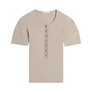LEMAIRE Fitted Henley Shirt 'sage - Green