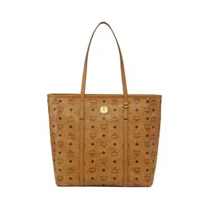 Mcm Toni Vi Shopper Medium Bag 'cognac