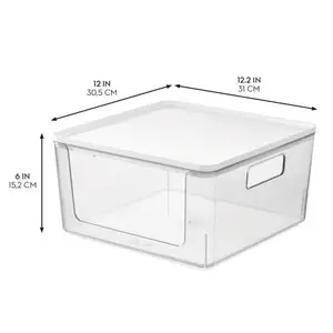 IDESIGN Stackable Open-front Bins With Lid, Set Of 3
