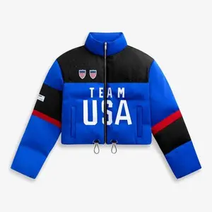 OFF SEASON Team Usa Cropped Puffer Jacket - Blue