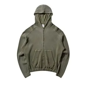 ROA Bee Sun Faded Waffle Zip Up Hoodie 'olive - Green