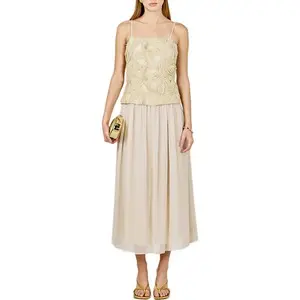 Endless Rose Floral Pattern Sleeveless Maxi Dress - Beige
