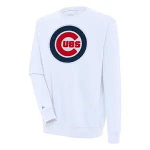 ANTIGUA Chicago Cubs Victory Crewneck Chenille Pullover - White