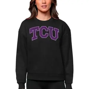 ANTIGUA Tcu Horned Frogs Victory Crewneck Pullover Sweatshirt - Black