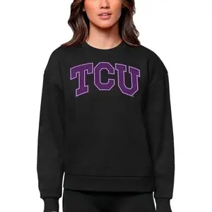 ANTIGUA Tcu Horned Frogs Victory Crewneck Pullover Sweatshirt - Black
