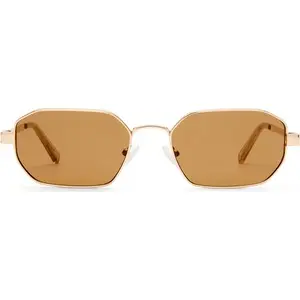 Le Specs Mythic 57mm Square Sunglasses - Gold/light Brown Mono