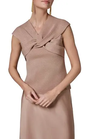 Donna Karan New York Crisscross Metallic Tank - Umbria Rose Gold