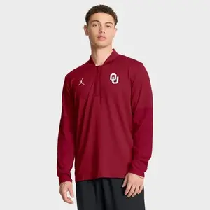 JORDAN BRAND Oklahoma Sooners Sideline Dri-fit Half-zip Pullover - Crimson