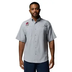 Columbia Georgia Bulldogs Tamiami Omni-shade Button-down Shirt - Gray