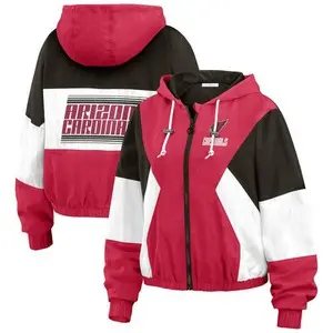 WEAR BY ERIN ANDREWS Arizona S Color Block Full-zip Windbreaker Jacket - Cardinal