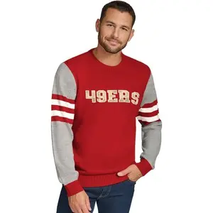 Tommy Hilfiger Heather Gray San Francisco 49ers Acrylic Crewneck Pullover Sweater - Scarlet