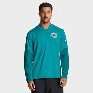 Nike Miami Dolphins Sideline Dri-fit Half-zip Pullover - Aqua