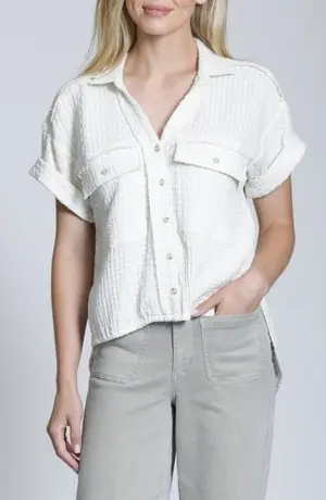 APNY Breezy Bubble Button-up Shirt - Natural