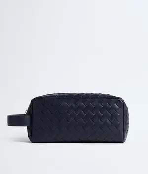 BOTTEGA  VENETA Intrecciato Travel Pouch - Midnight/basalt