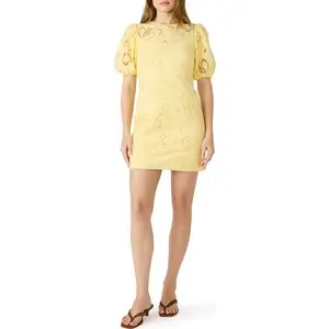 Steve Madden Elly Embroidered Minidress - Pale Yellow