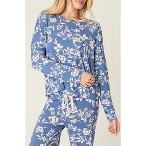 PJ Salvage Flora Dreams Long Sleeve Pajama Top - Moonlight Blue