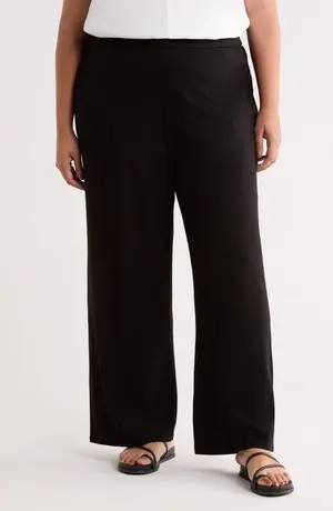 Eileen Fisher Ribbed Wide-leg Pants - Black