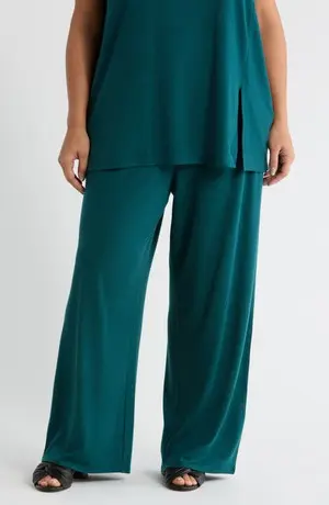Eileen Fisher Rib Wide Leg Pants - Kelp