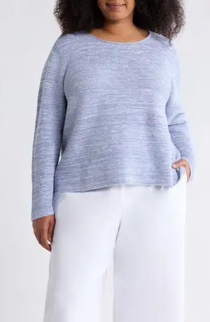 Eileen Fisher Crewneck Organic Linen & Organic Cotton Sweater - Haze