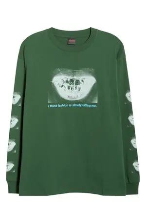 PLEASURES Decay Graphic Print Long Sleeve T-shirt - Forest