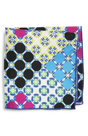 CLIFTON WILSON Color Print Silk Pocket Square - Multi