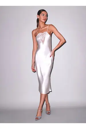 FLEUR DU MAL Frankie Lace Slip Dress - Neutral