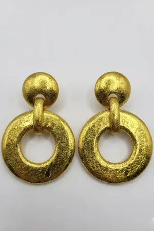 Natori Acacia Wood Link Clip Earrings - Gold